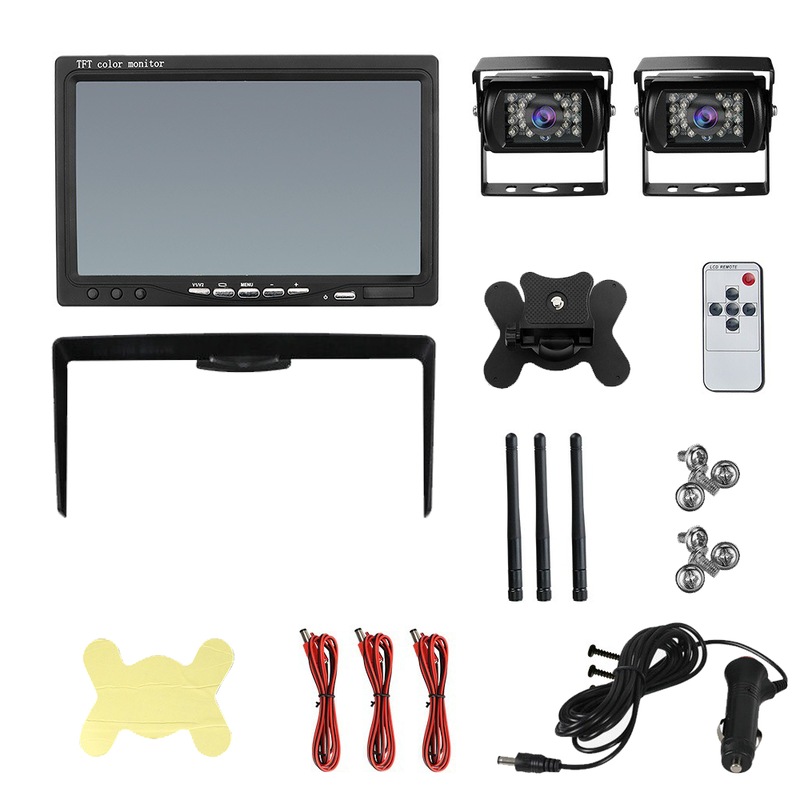 Buy 7'' Wireless Rear View Monitor +2 Reversing Camera Kit Caravan Bus ...