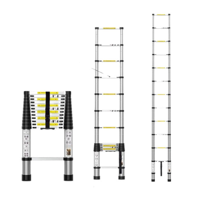 Buy 3.8m Telescopic Extension Ladder Aluminium Retractable Adjustable Collapsible Ladder and Free Carry Bag for Outdoor Indoor Use MyDeal