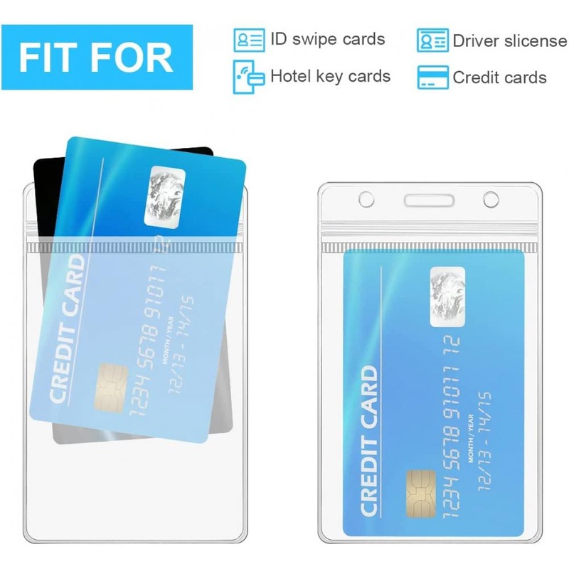 Buy 10 Pack Vertical ID Card Badge Holder with Blue Lanyards ...