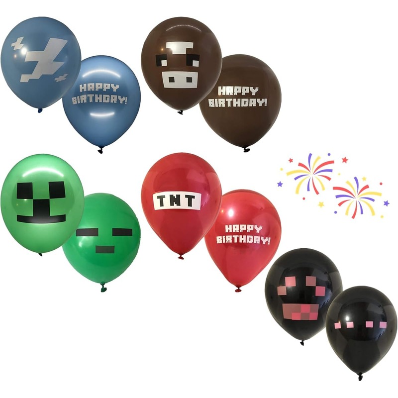 Buy 20Pack Pixel Miner Crafting Style Gamer Birthday Party Balloons ...