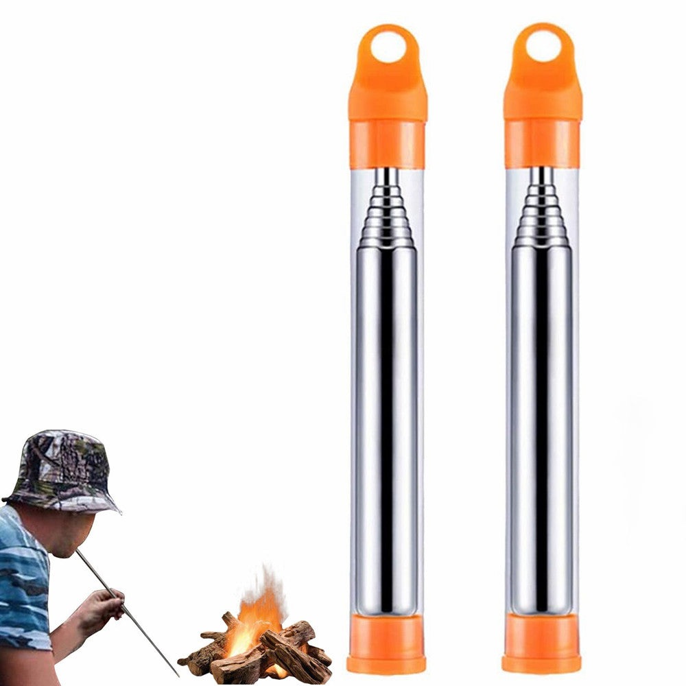 Buy 2PCS Pocket Bellows Blow Fire Tube Stainless Steel Weatherproof ...