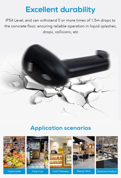 Buy Wireless 1D Barcode Scanner, USB Barcode Reader,300Scans/Sec,1.5M ...