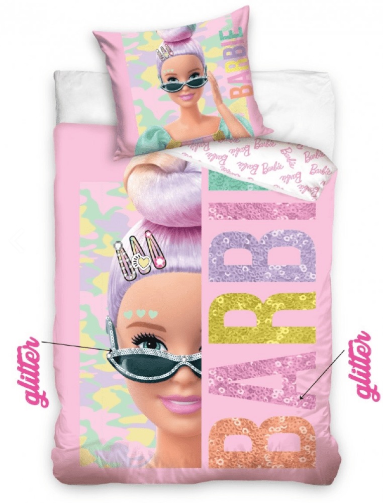 Buy Glitter Pink Barbie Single Bed Duvet Cover Set - MyDeal Australia