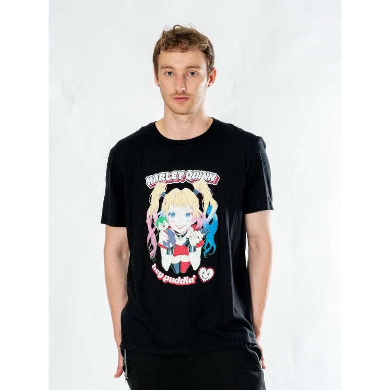 Buy Harley Quinn Black Adult Anime Puddin T-Shirt DC - MyDeal