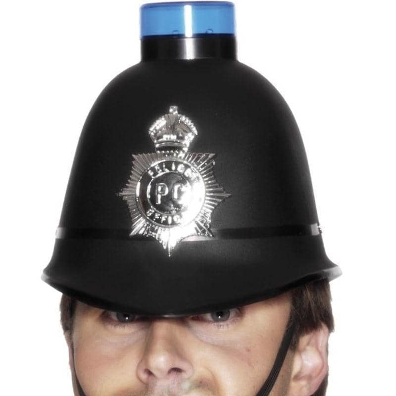 Buy Police Helmet With Flashing Siren Light Adult Black - MyDeal