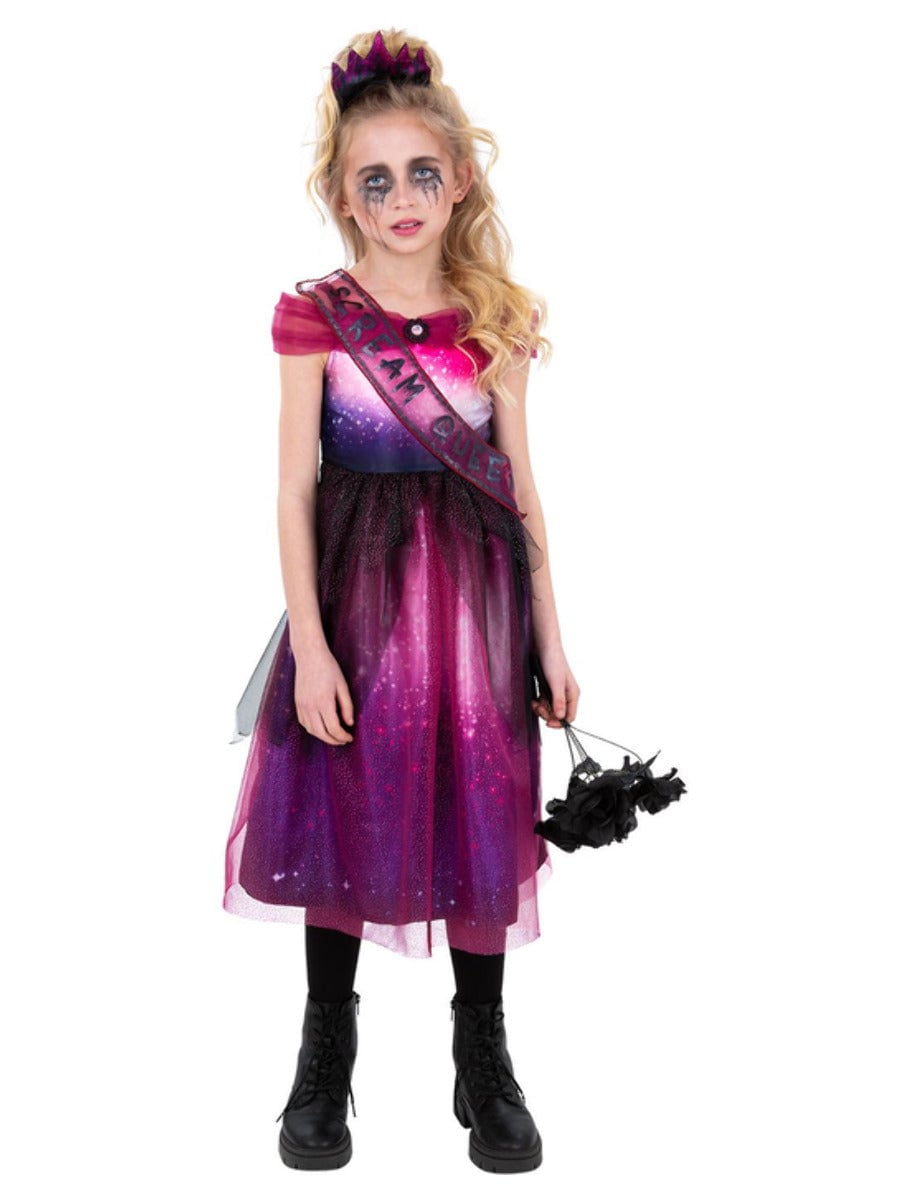 Buy Scream Queen Costume Girls Halloween Prom Dress with Crown - MyDeal ...