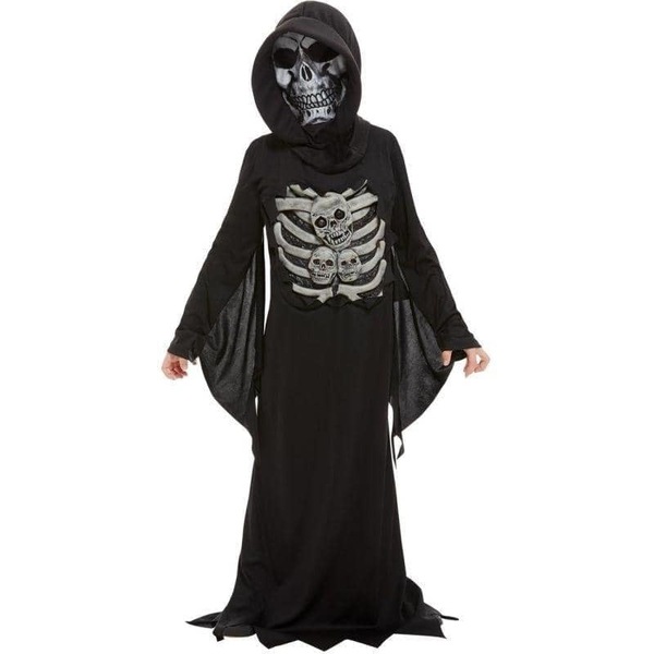 Buy Skeleton Reaper Costume Child Black Robe and Hooded Mask - MyDeal ...