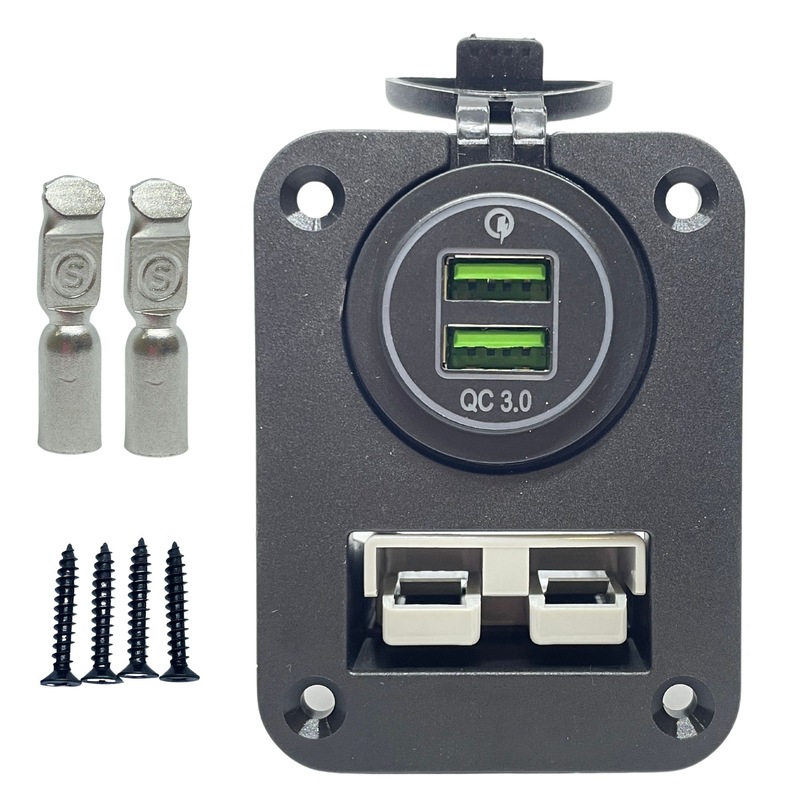 Buy 50 amp Anderson Plug and Dual USB Panel Mount Assembly - MyDeal