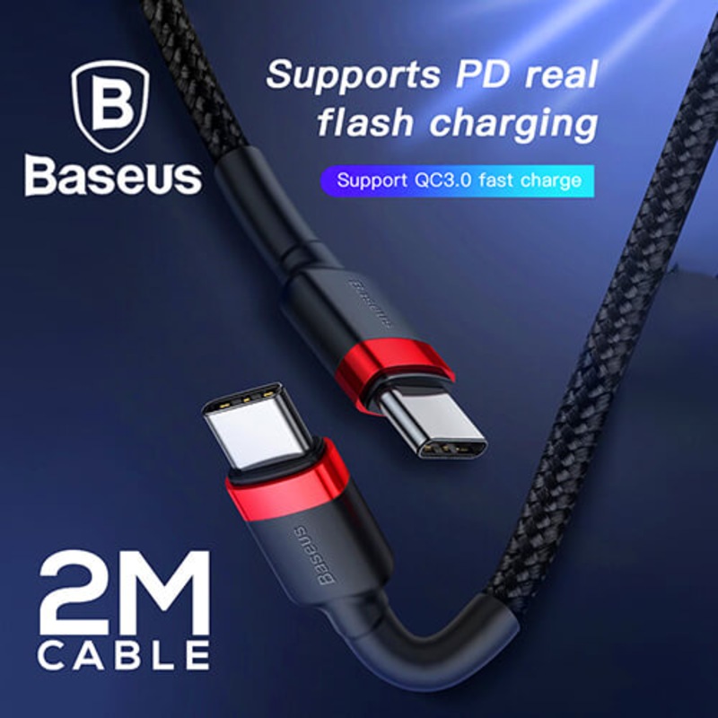 Buy Baseus 2M USB Type C to USB C Cable QC3.0 60W PD Quick Charge Cable ...