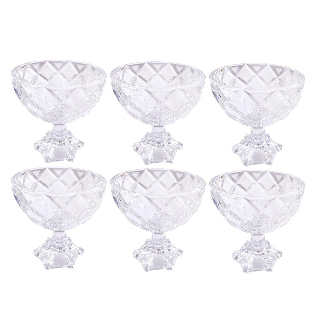 Buy Crystal Cut Glass Ice Cream and Dessert Bowl Set of 6 Pcs 155 ml - MyDeal Australia