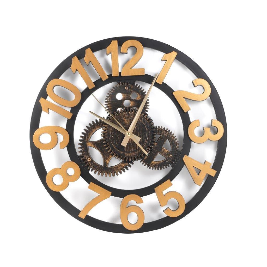 Buy Modern 3d Brown Skeleton Mechanical Display Wall Clock 40.6*40.6*3. ...