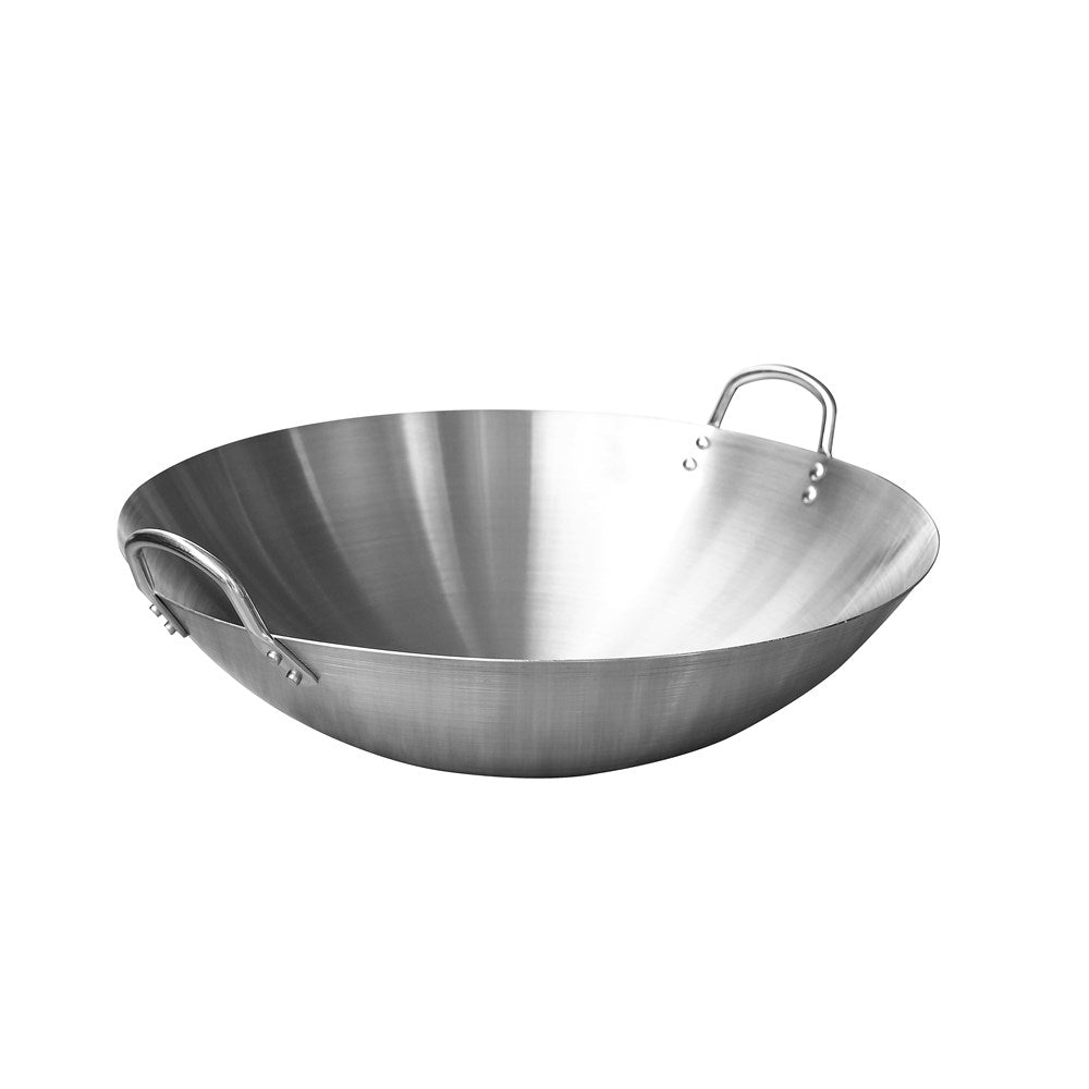 Buy Stainless Steel Deep Wok Pan Round Base For Gas Burner 28 cm ...