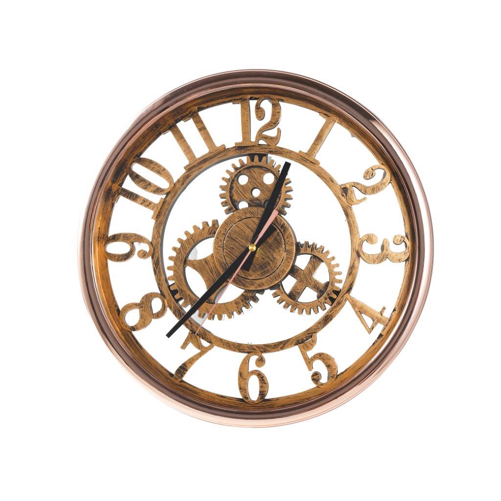 Buy Modern 3d Skeleton Wooden Gold Mechanical Display Wall Clock 35.5 ...