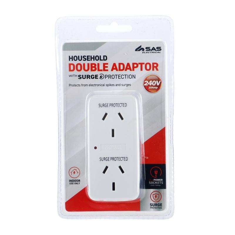 Buy Adaptor Double With Surge Protection (Vertical) White 240V 10A Max ...