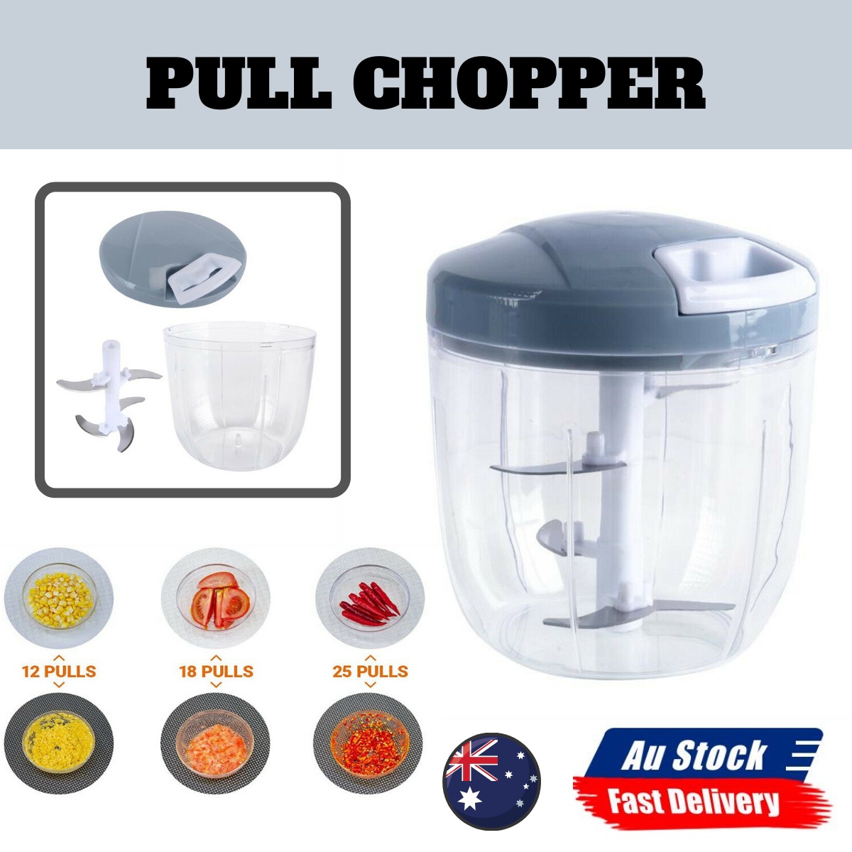 Buy Pull Chopper - Manual Food Processor- 1L - MyDeal Australia