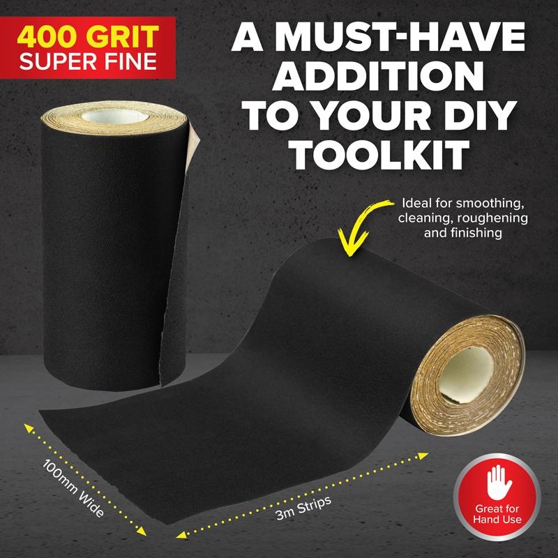 Buy Sandpaper Roll Wet & Dry 400 Grit 100mm x 3m - MyDeal