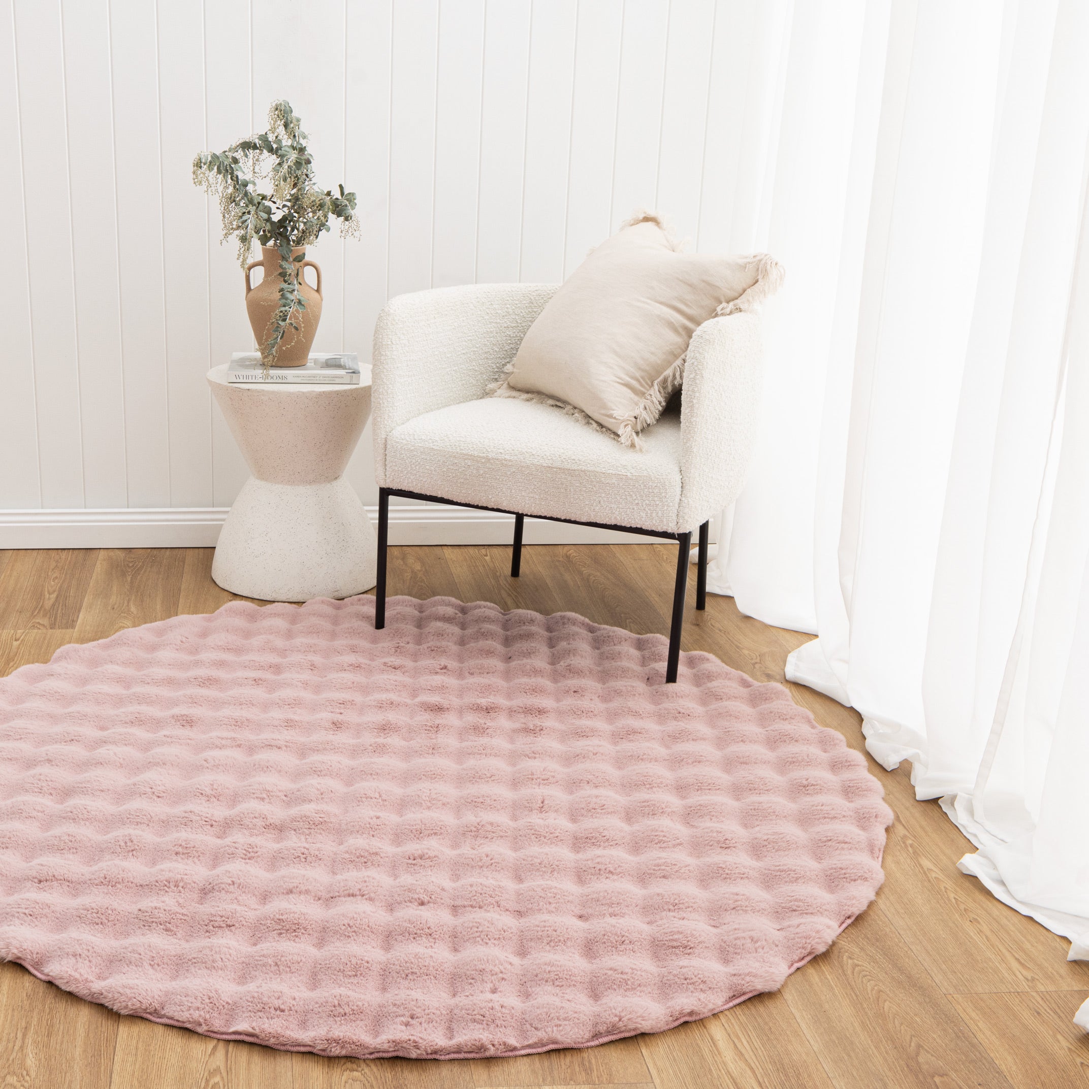 Buy Clarity Washable Rose Pink Round Rug - MyDeal Australia
