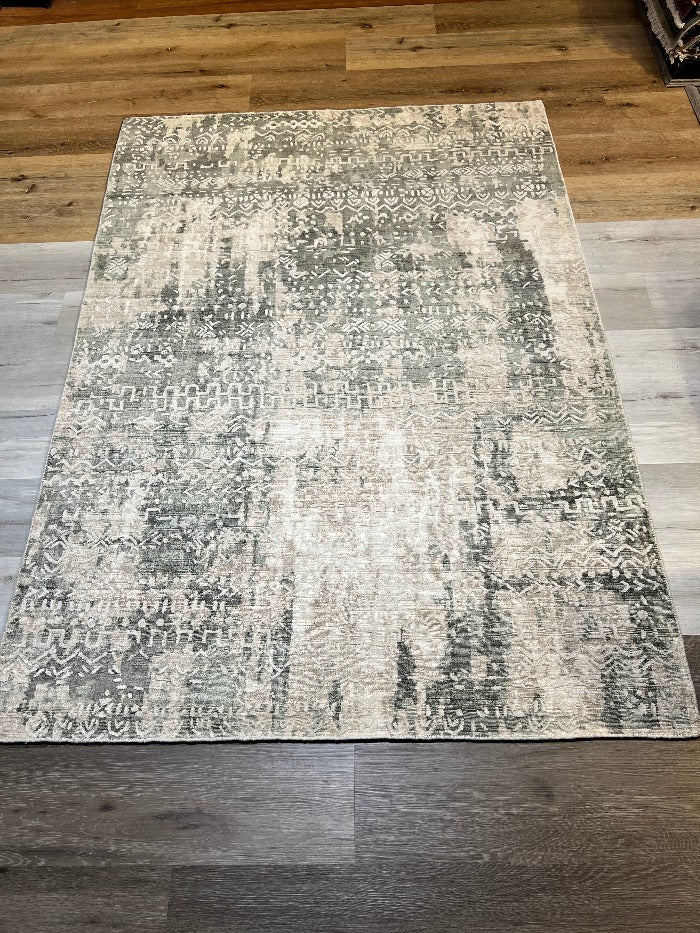 Buy Parker Tribal Bamboo Silk Grey Green Rug - MyDeal Australia