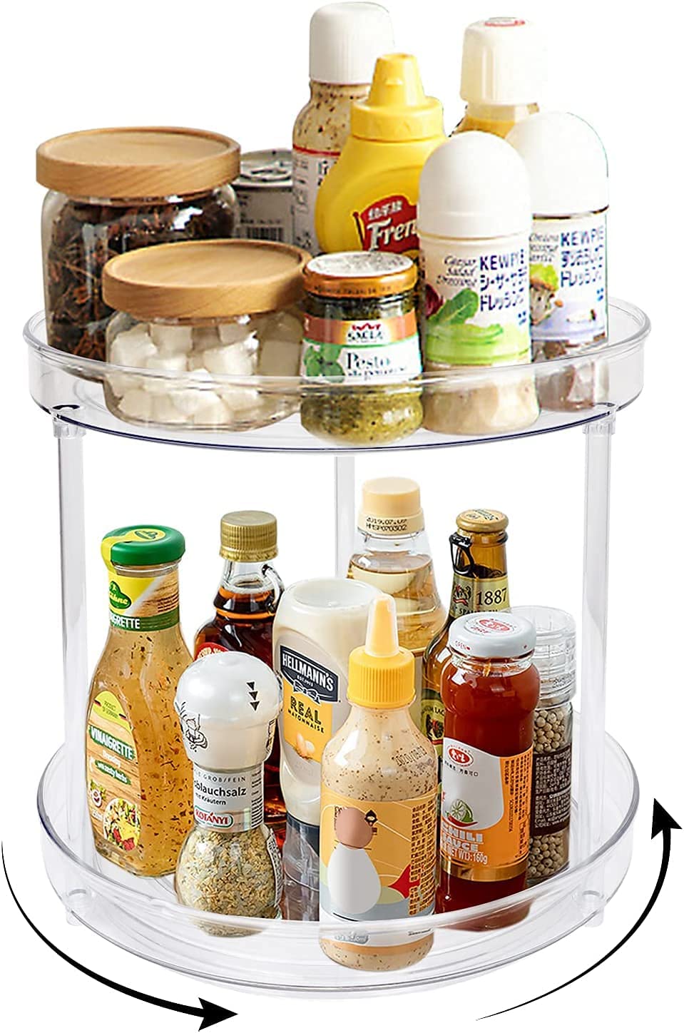 Buy 2 Tier Lazy Susan Turntable Cabinet Organizer Spice Rack Kitchen ...