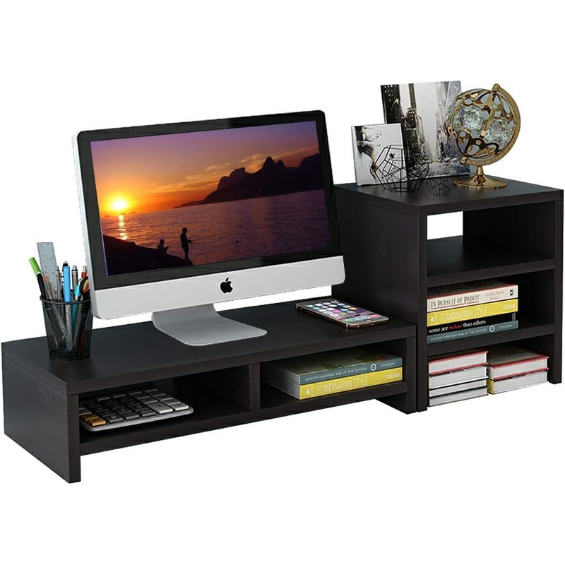 Buy 3 Tier Wooden Monitor Stand Riser Desk Organizer w/Drawers - MyDeal