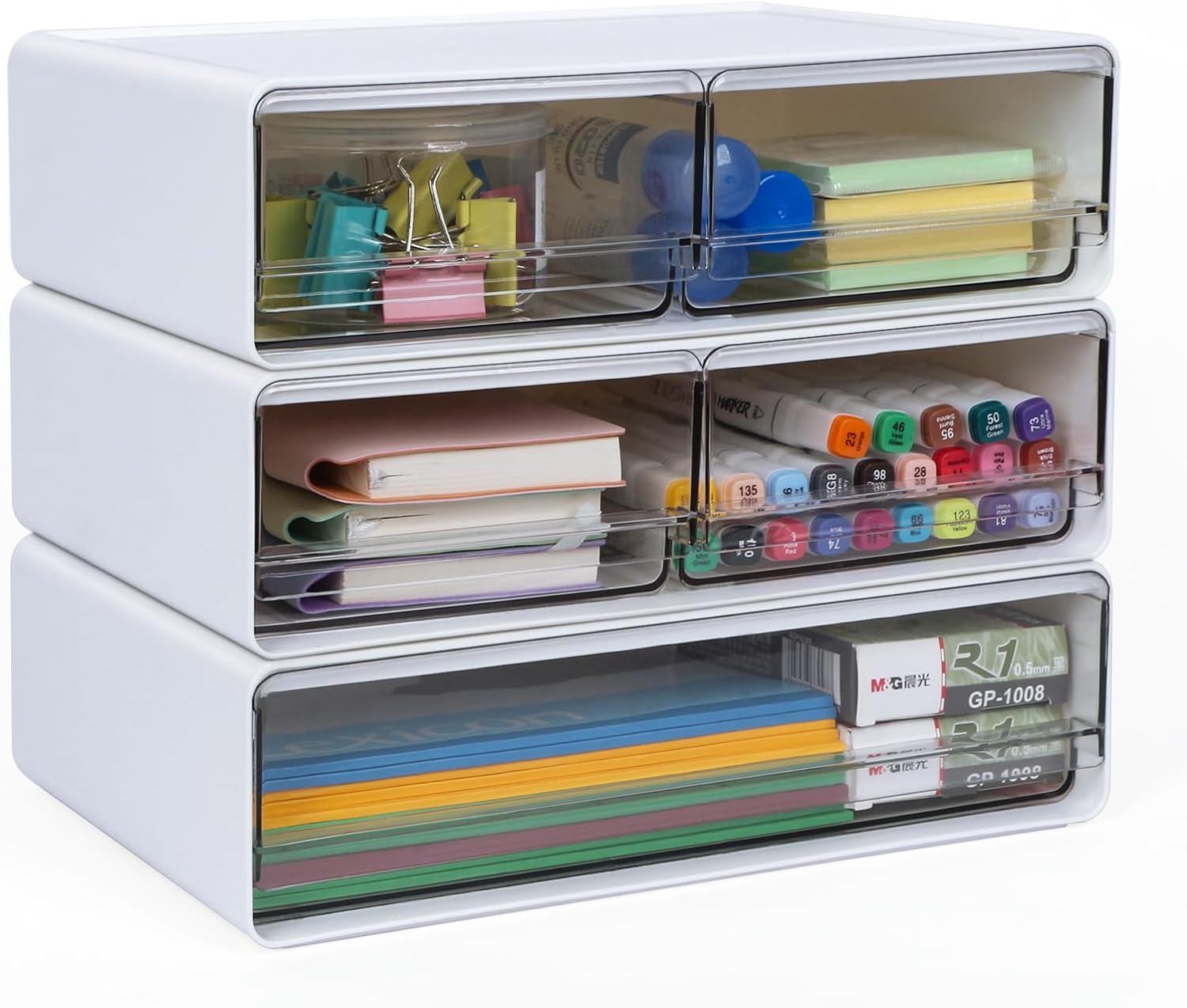 Buy 3PCS Desk Organiser Caddy Stackable Office Drawer Organizers for ...