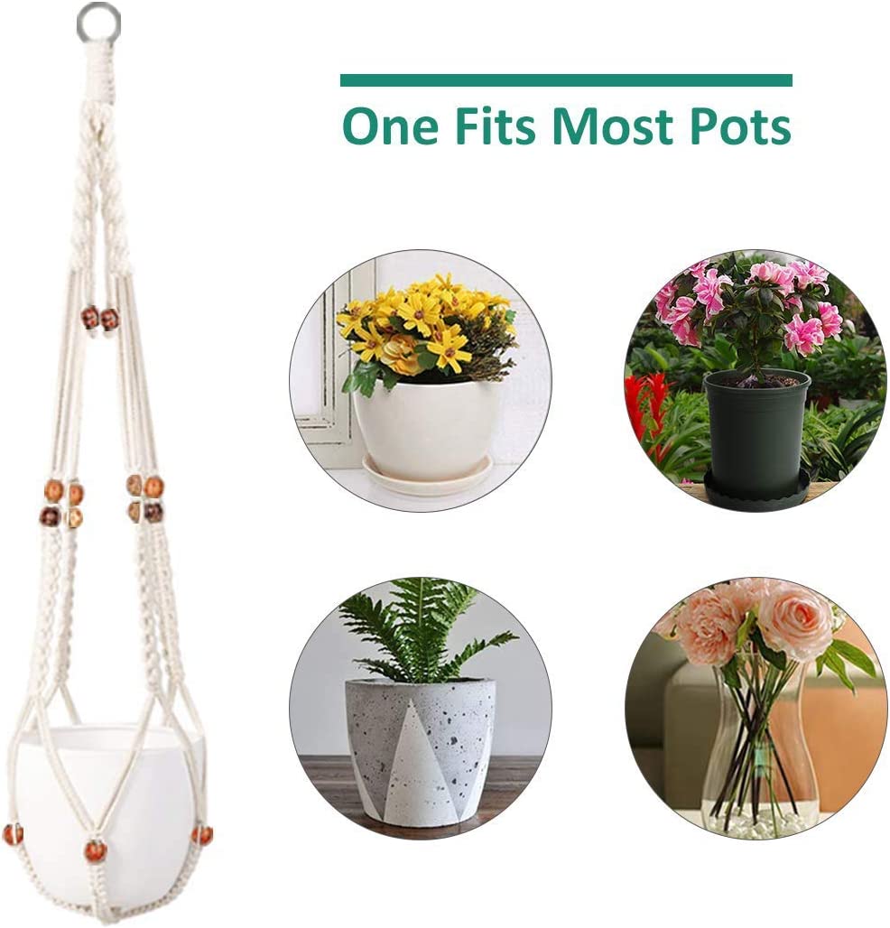 Buy 5-Pack Macrame Plant Hangers Handmade Cotton Rope Hanging Planters ...