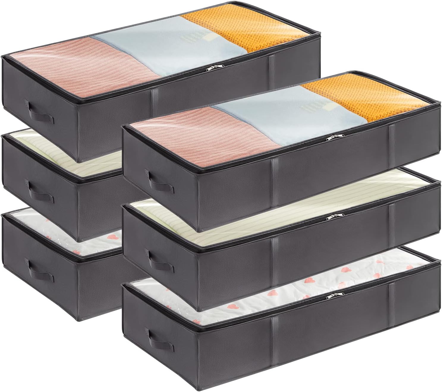 Buy 6 Pack 90L Under Bed Storage Containers with Reinforced Handle ...