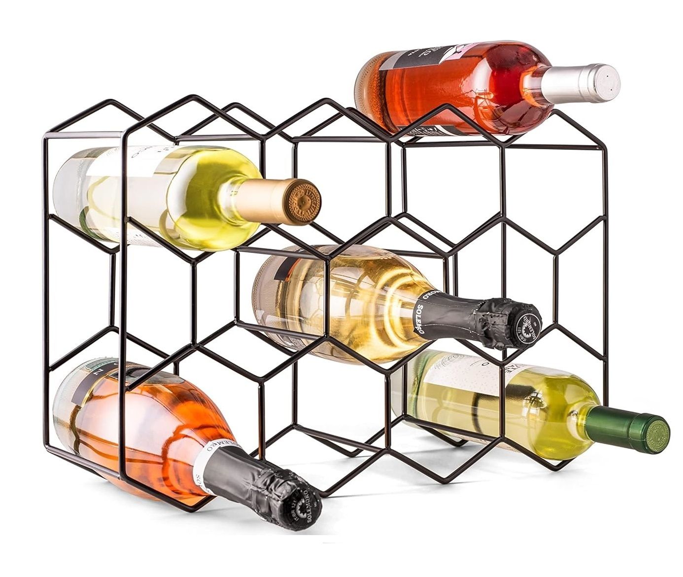 Buy CARLA HOME 14 Bottle Freestanding Modern Metal Countertop Wine Rack ...