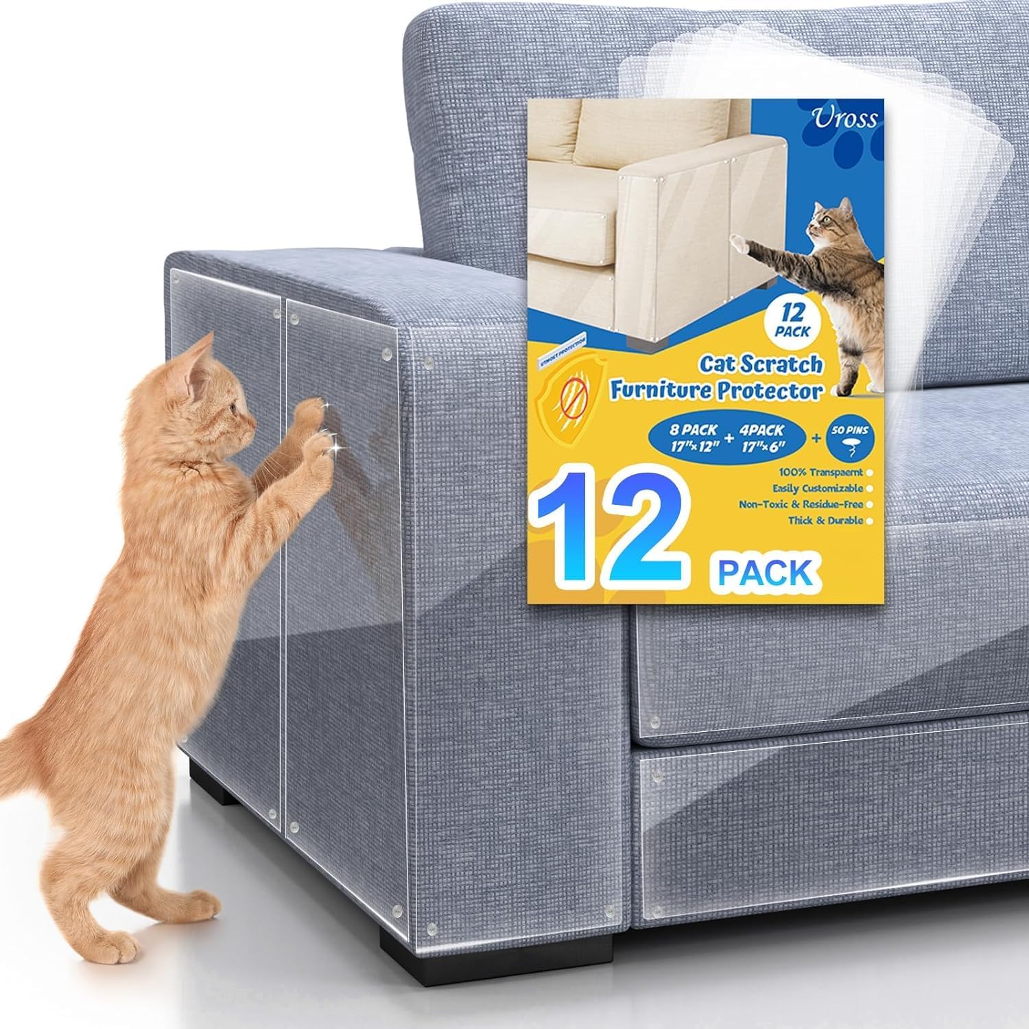 Buy Cat Furniture Protector - 12 Pack Couch Corner Sofa Guards for Cats ...