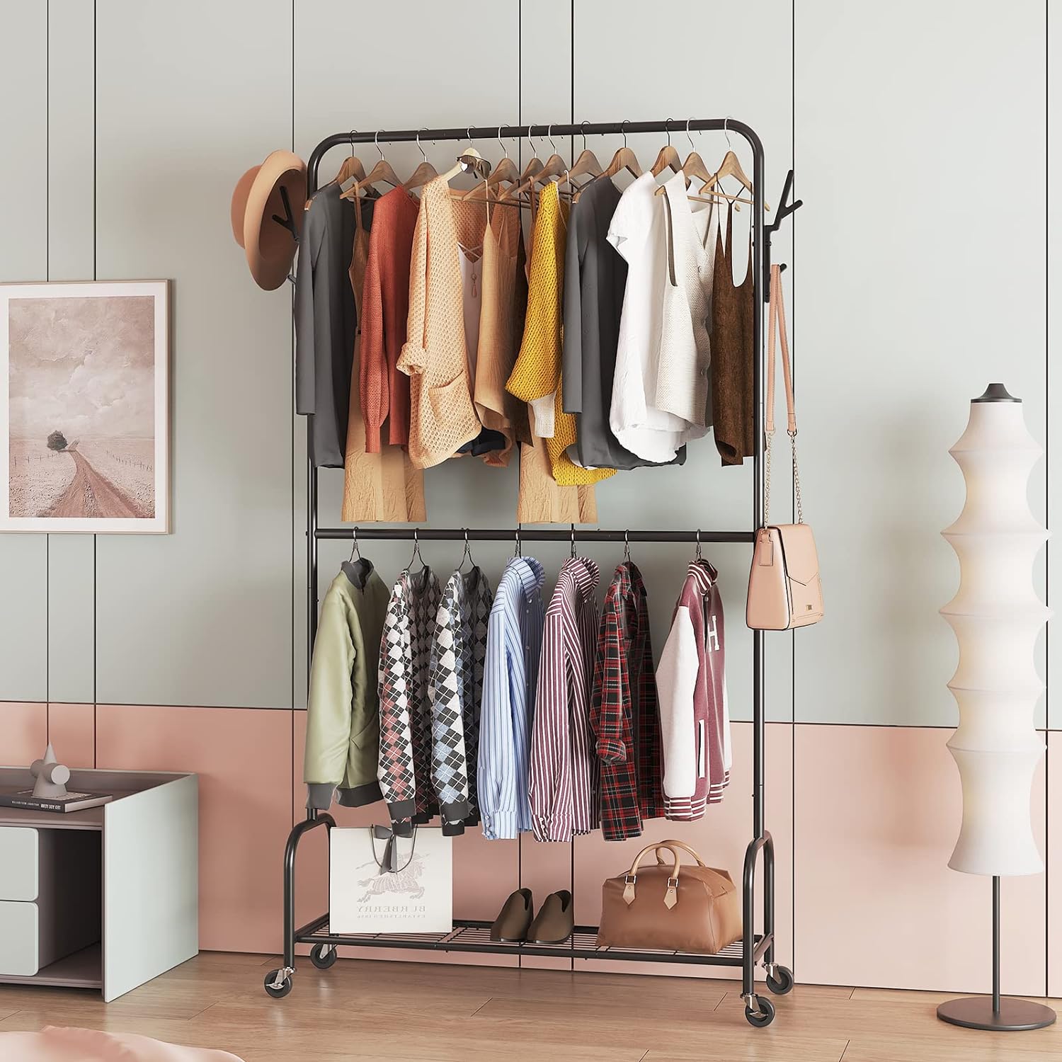 Buy Clothes Rack Wheels Garment Rack, Large Black - MyDeal Australia