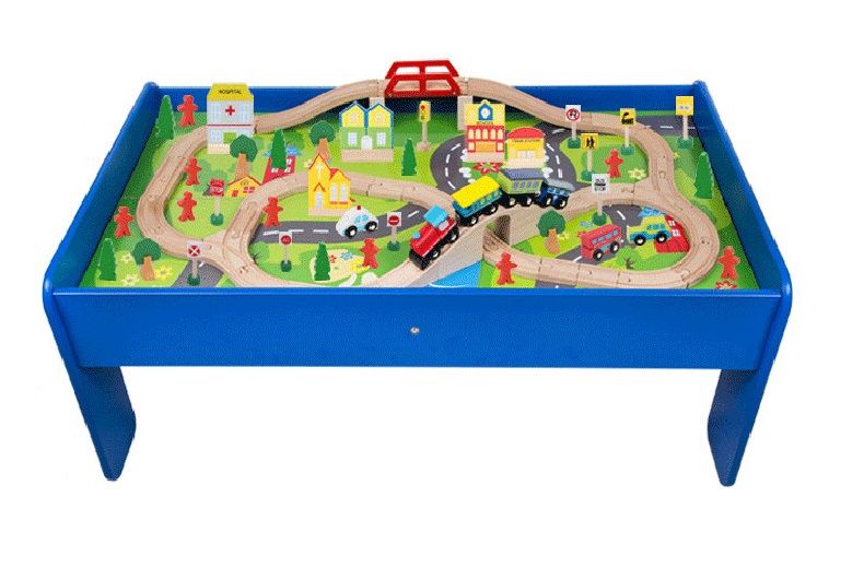 Buy Engine Wooden Train Table Set for Kids - Thomas the Tank Engine ...