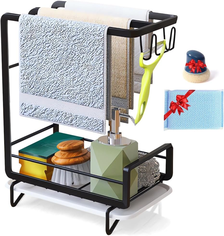 Buy Kitchen Sink Organizer Towel Holder Dishcloth Drain Pan - MyDeal ...