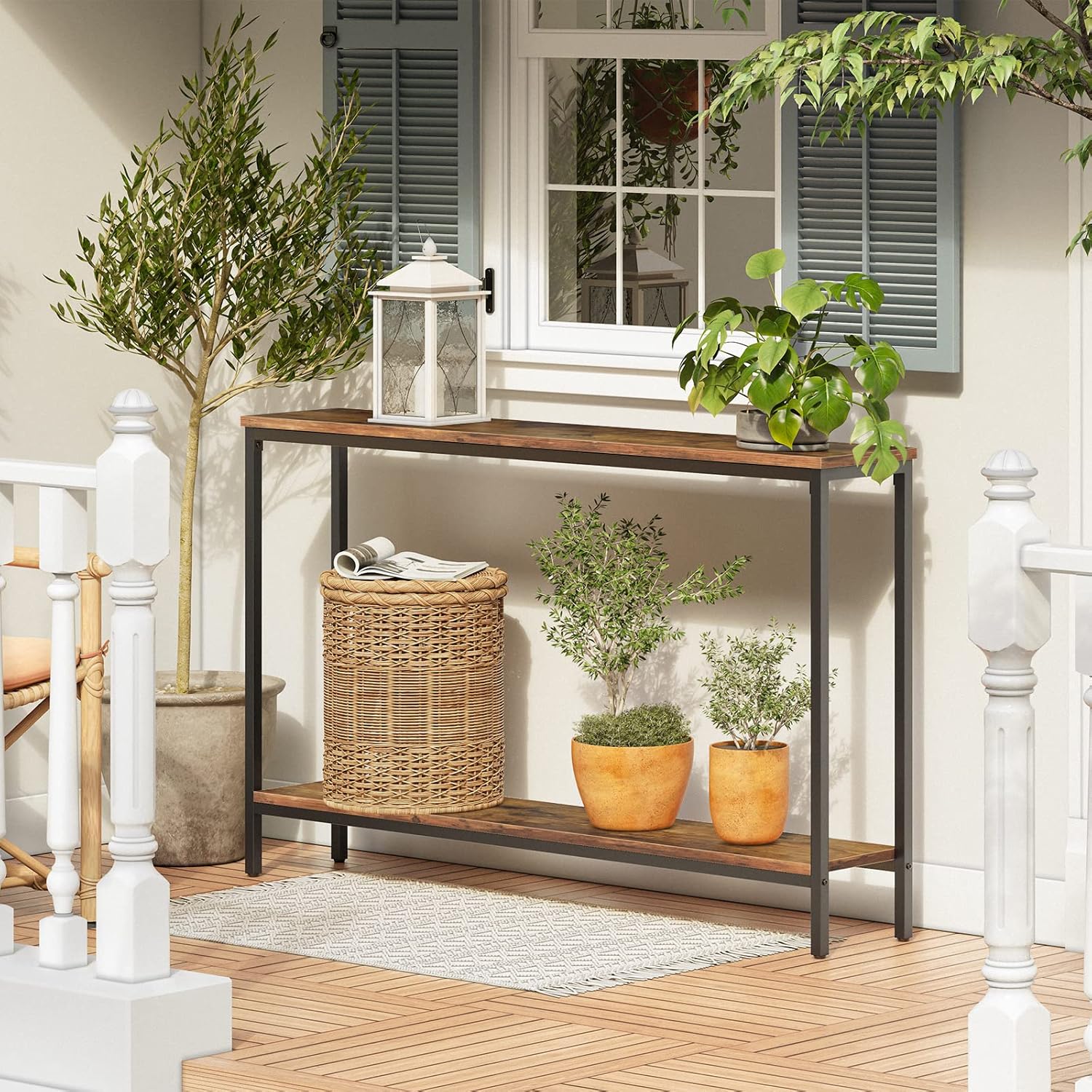 Buy Narrow 120cm Console Table with Shelf for Entryway and Office ...