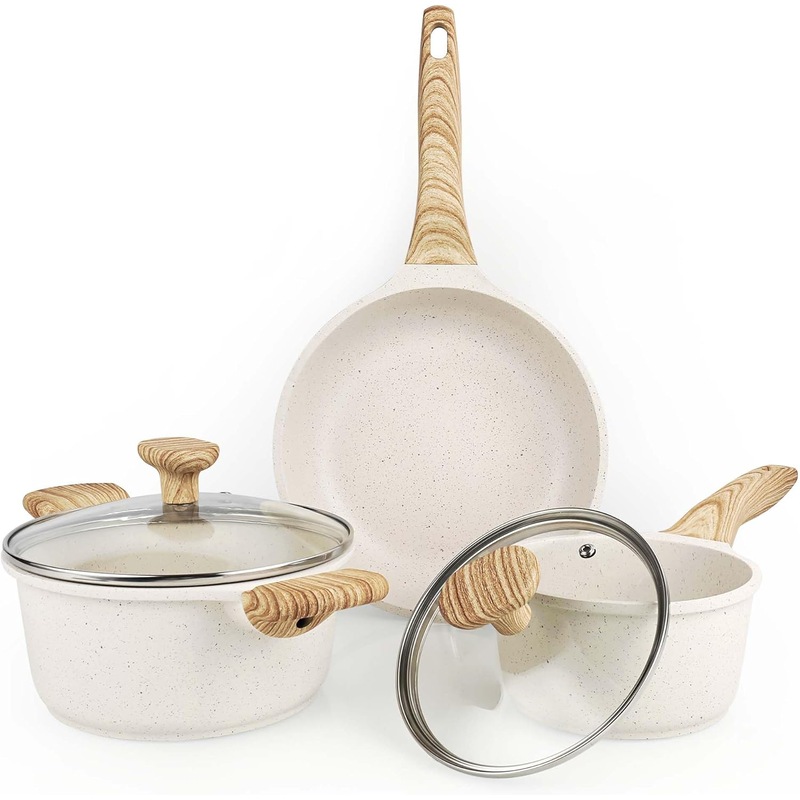 Buy Nonstick Induction Cookware Set - Beige Granite, Healthy & PFOS ...