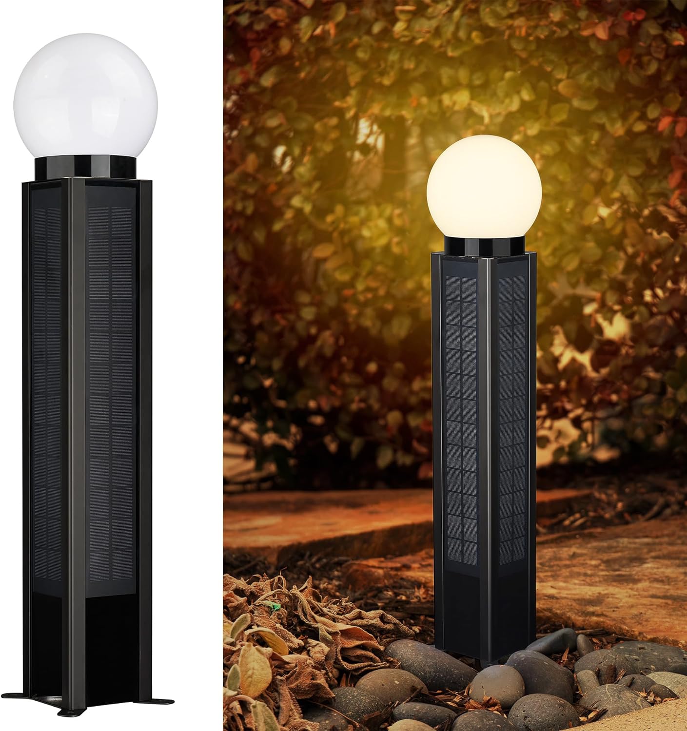 Buy Solar Bollard Light Floor Lamp IP65 Outdoor Driveway Garden Path ...