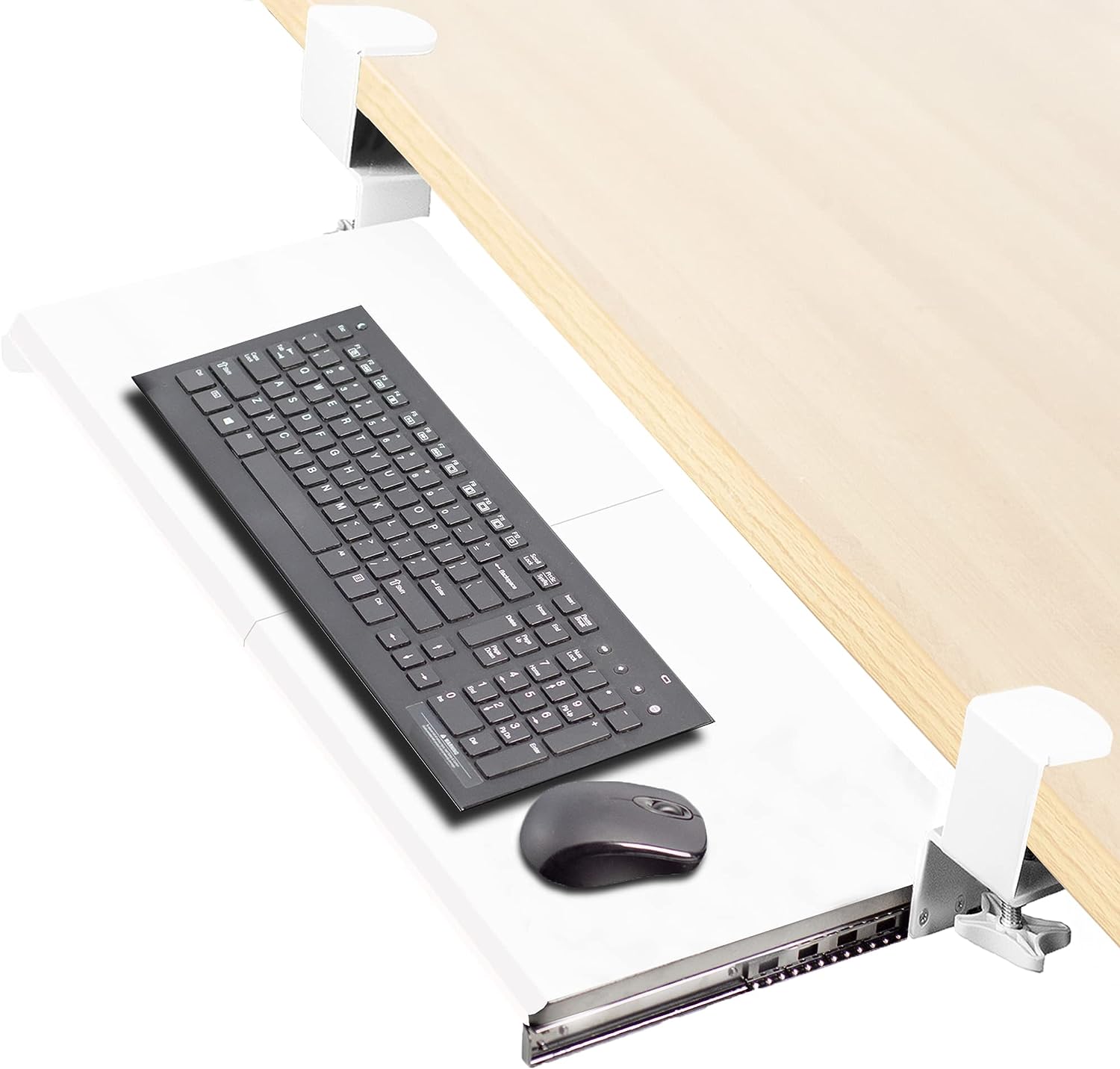 Buy Under Desk Keyboard Tray Mount Slider, White, Pull Out Platform ...