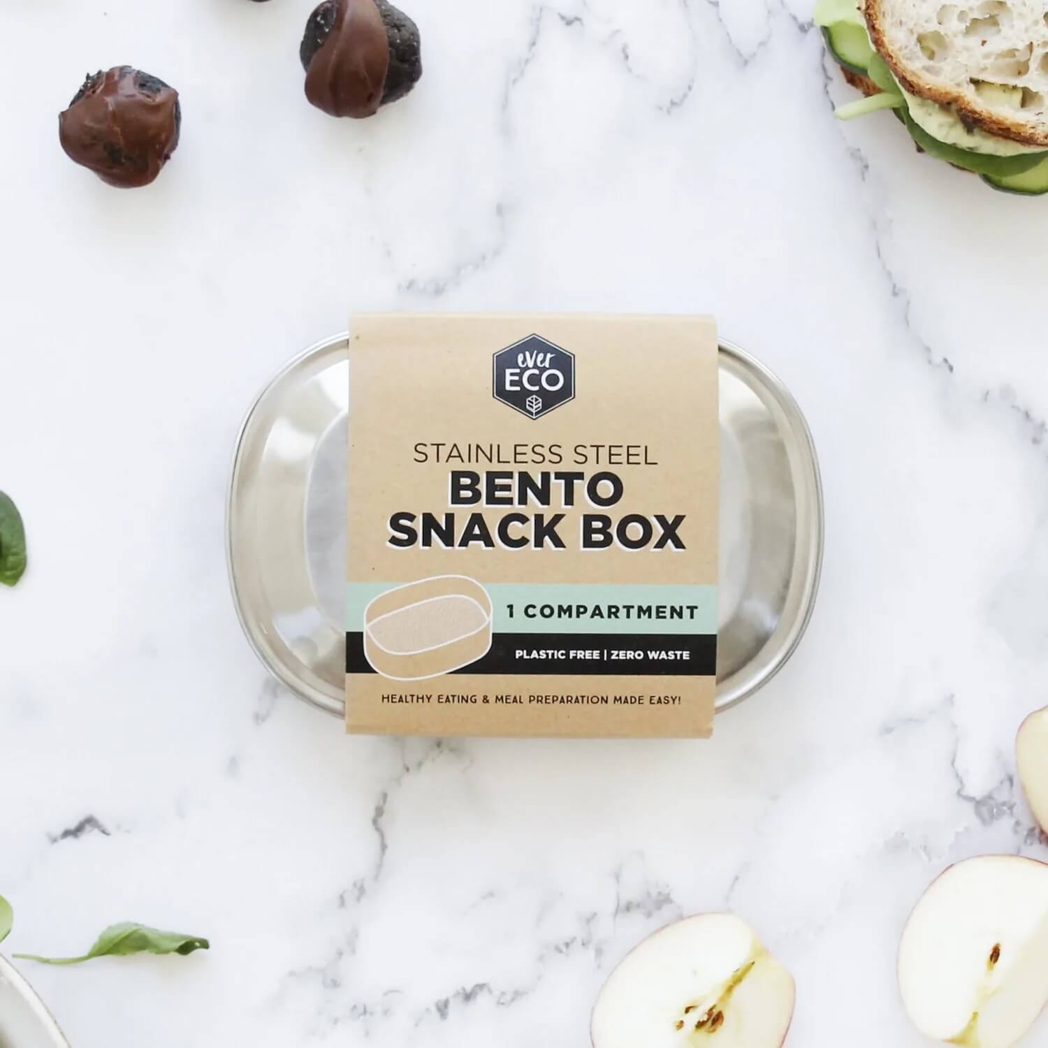 Buy Stainless Steel Bento Snack Box - 1 Compartment - 580ml - Ever Eco ...