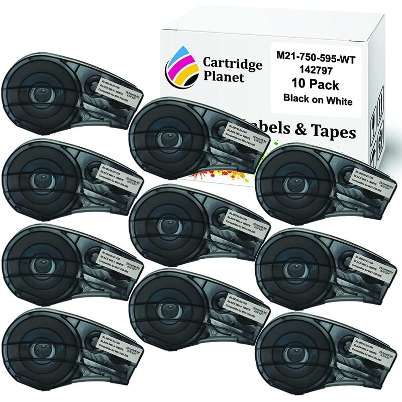 Buy 10 Pack Compatible M21-750-595-WT 142797 Black on White B-595 ...