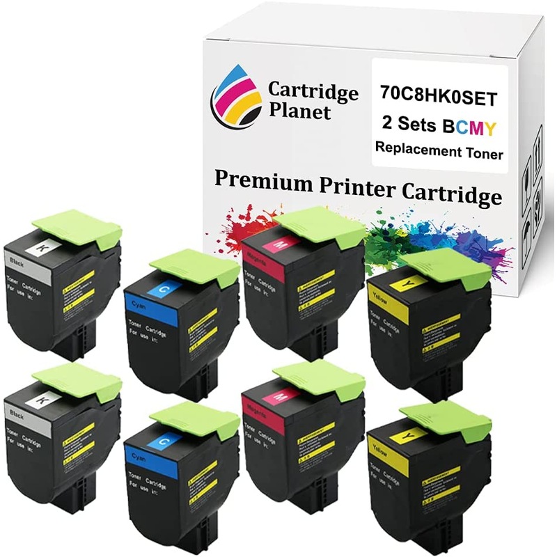 Buy 2 Sets BCMY Compatible Toner Cartridge for Lexmark 70C8HK0 70C8HC0 ...