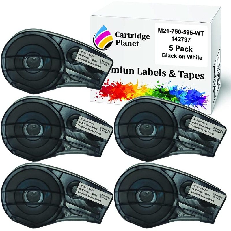 Buy 5 Pack Compatible M21-750-595-WT 142797 Black on White B-595 ...