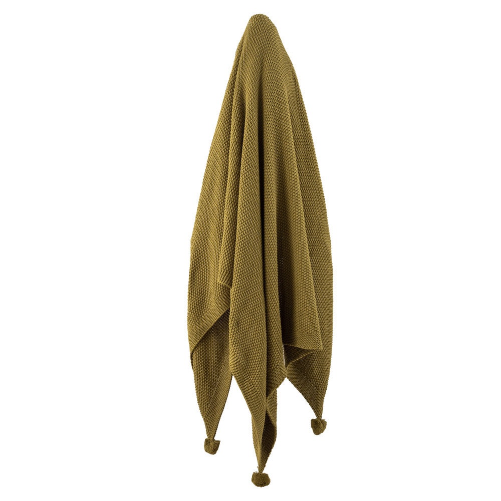 Buy In2Linen Seed Stitch Knitted Throw Rug - Chartreuse - MyDeal Australia