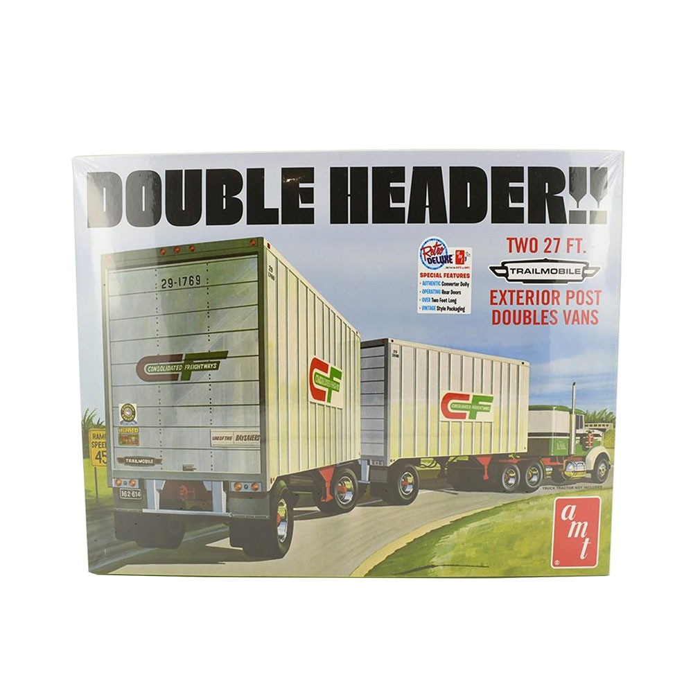 Buy AMT 1:25 Scale Double Header Tandem Truck Trailers Plastic Kit ...