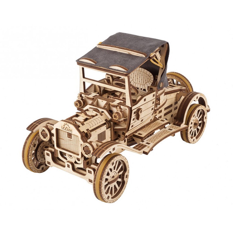Buy Made in Ukraine UGears Retro Car UGR-T Mechanical Wooden Model Kit ...