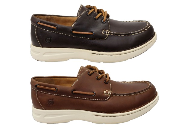 Buy Born Mens Leather Mariner 3 Eye Boat Shoes With Comfortable Footbed ...