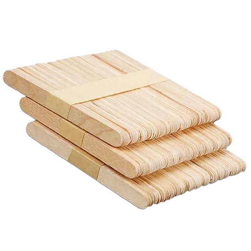 Buy 100pcs Wooden Craft Sticks Paddle Popsicle Coffee Stirrers Ice ...
