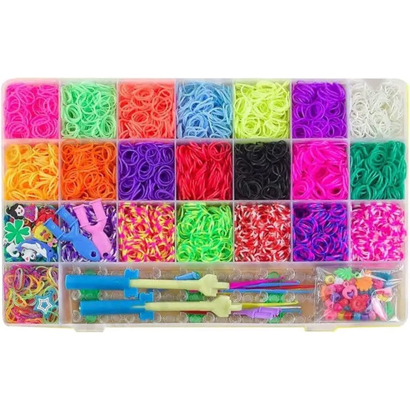 Buy 7500pcs Large Mixed Color Loom Bands Kit DIY Board Hooks S Clips ...