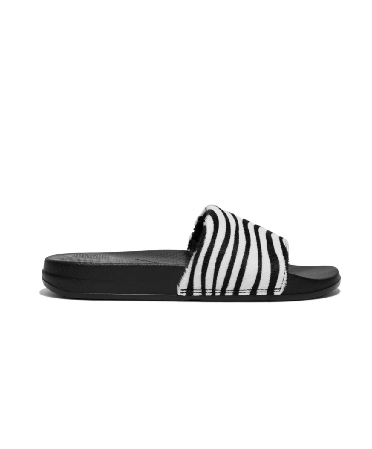 Buy FitFlop IQushion Black Zebra-Print Leather Slides - MyDeal Australia