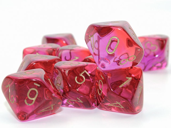 Buy Chessex - Gemini Translucent d10 Dice 10-Piece Set - Red-Violet ...