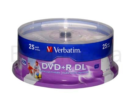 Buy 25 x VERBATIM Blank DVD+R DL 8X Dual Layer 8.5GB Full Hub Printable ...