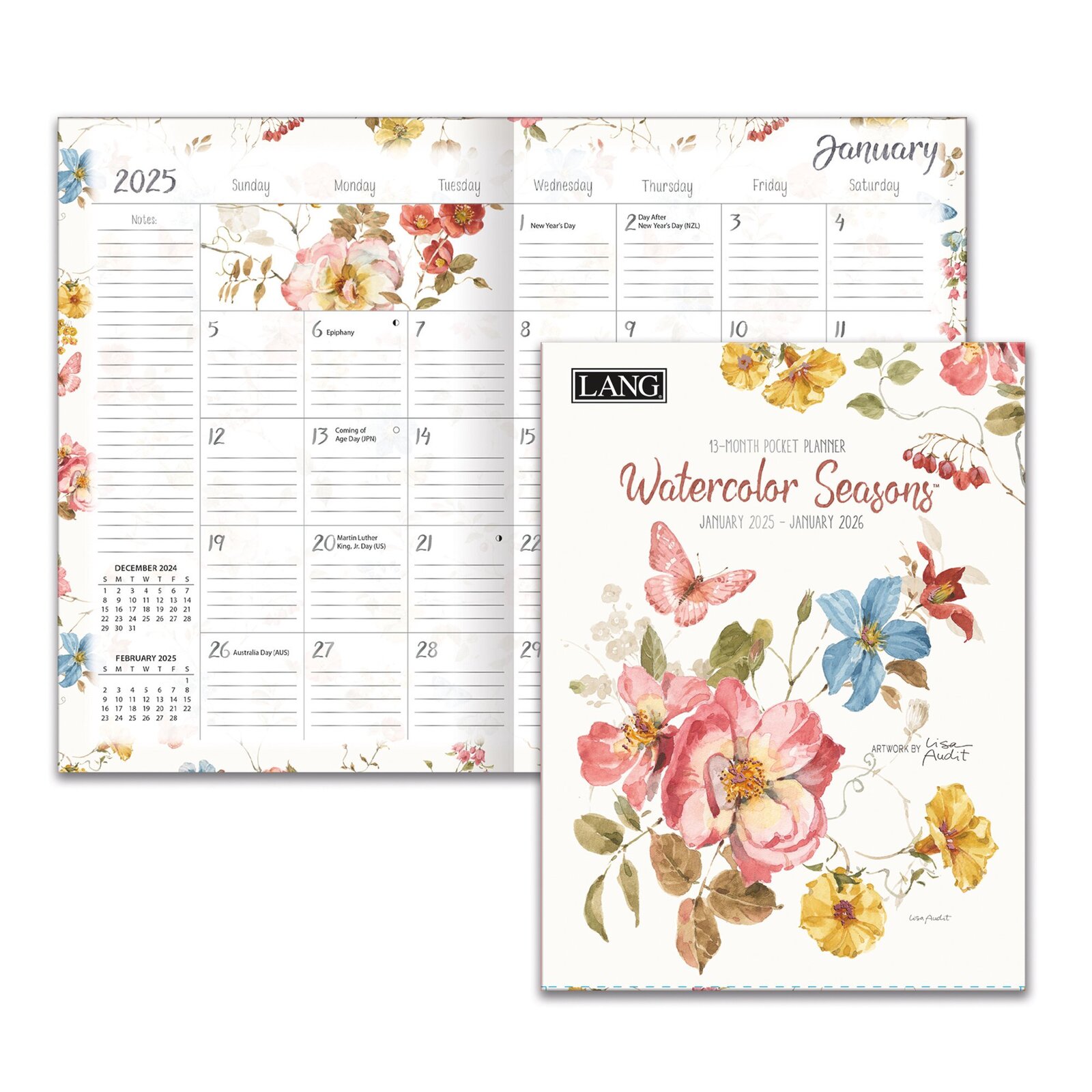 Buy 2025 13-Month Planner Watercolor Seasons by Lisa Audit Pocket ...